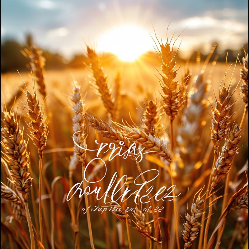 A Golden Field of Wheat with the Sun Setting and First Day of Fall ...