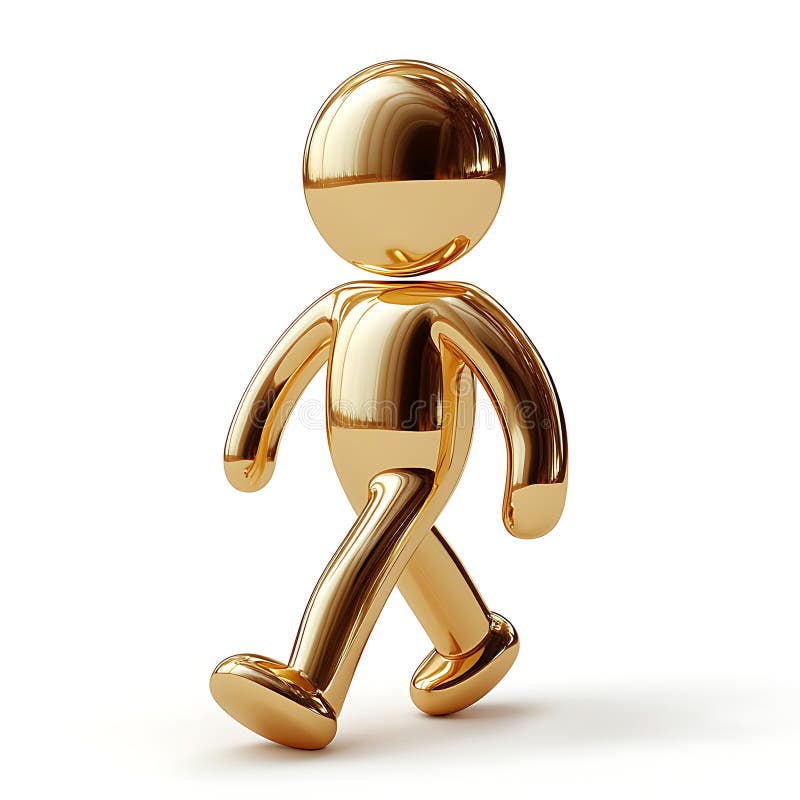 Golden Figure Walking, Symbolizing Progress and Action Forward Stock ...
