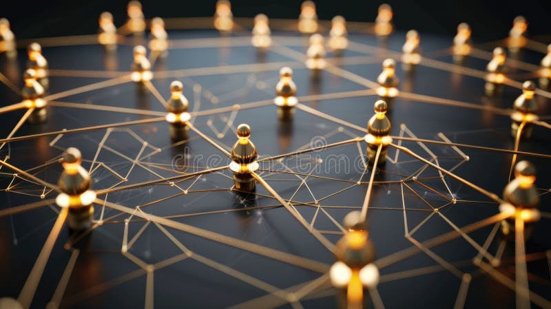 Golden Figures Connected by Lines in a Network Stock Illustration ...