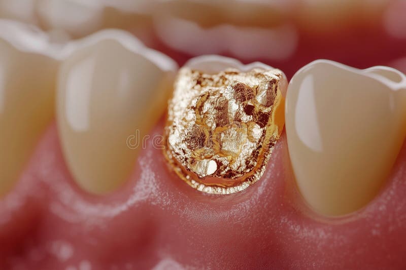 Golden Fillings Used To Cavities on Teeth Ai Photo Stock Illustration ...