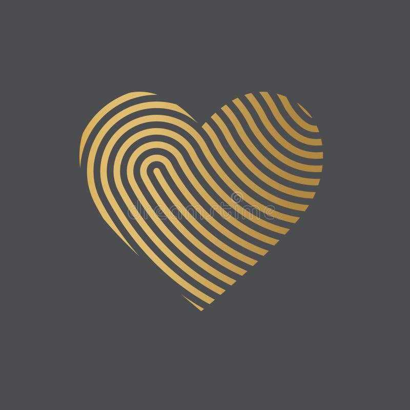 Golden Fingerprint Heart Icon Stock Vector - Illustration of heart ...