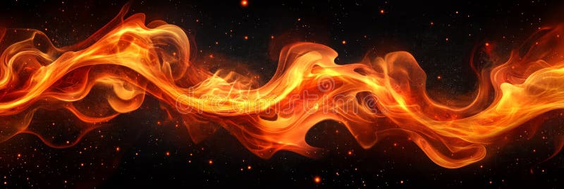Golden Fire and Smoke Effect Flowing on Black Background Stock Photo ...