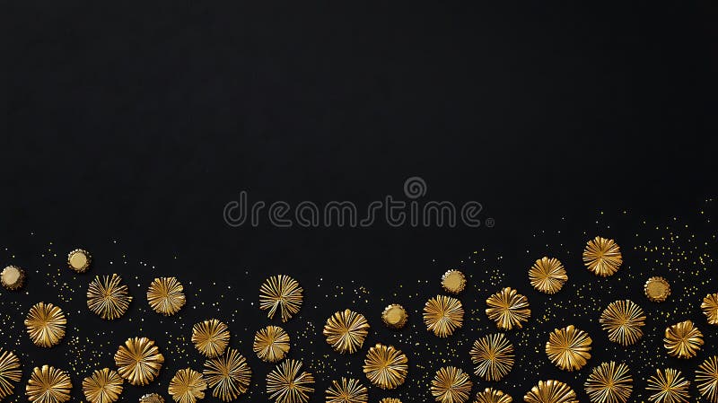 Golden Firecracker Silhouettes on Black Background Create Festive ...