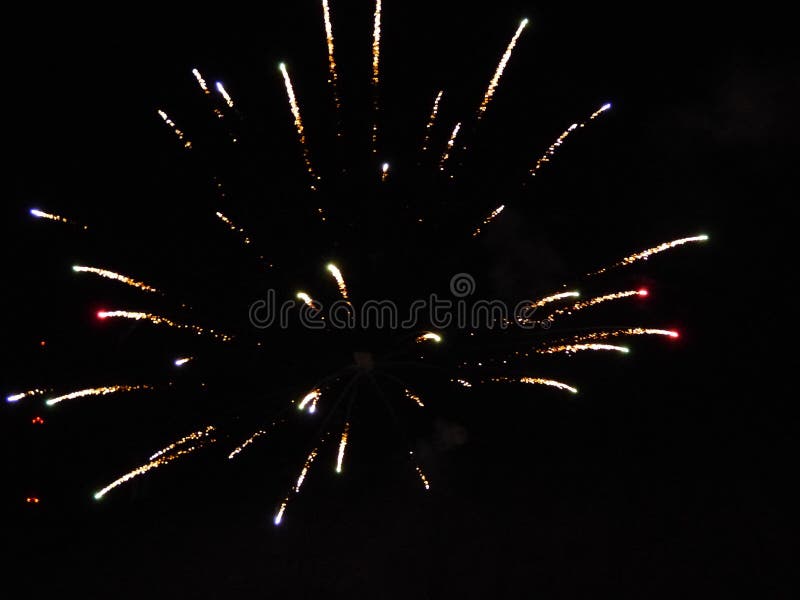 Firework Burst in Night Sky, Long Exposure Stock Image - Image of ...