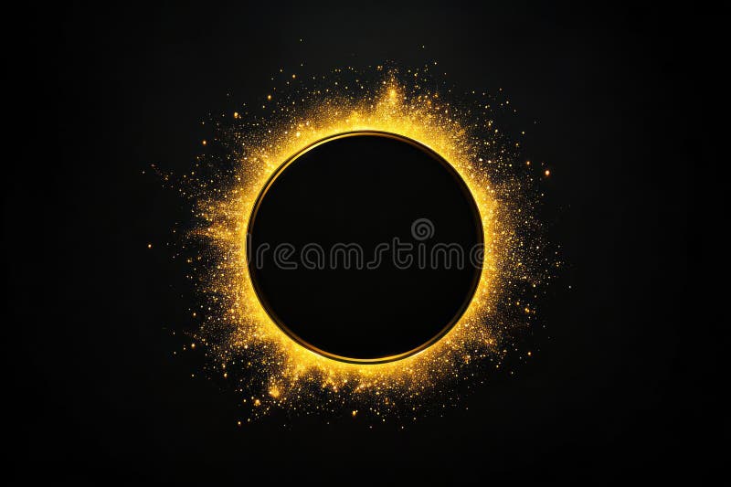 Golden Firework Confetti Burst in Circle Frame on Black - Christmas ...
