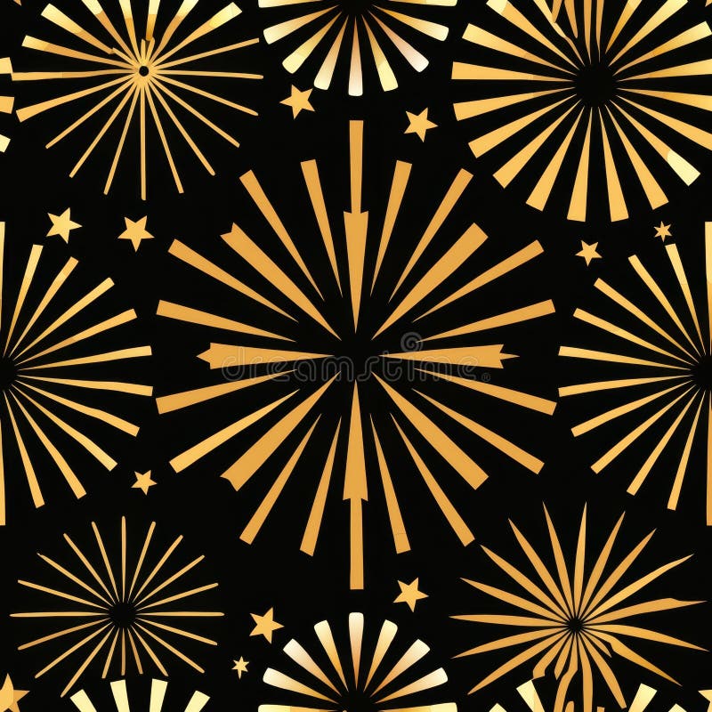 Golden Firework Pattern on Black Background for Festive Celebrations ...
