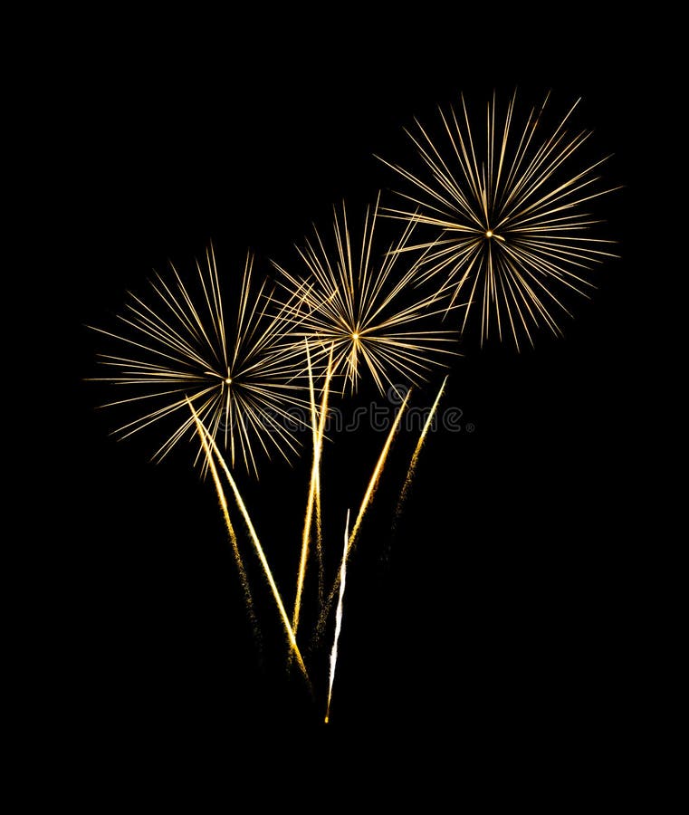 Golden Firework Sparkling on Black Background for Celebration and ...