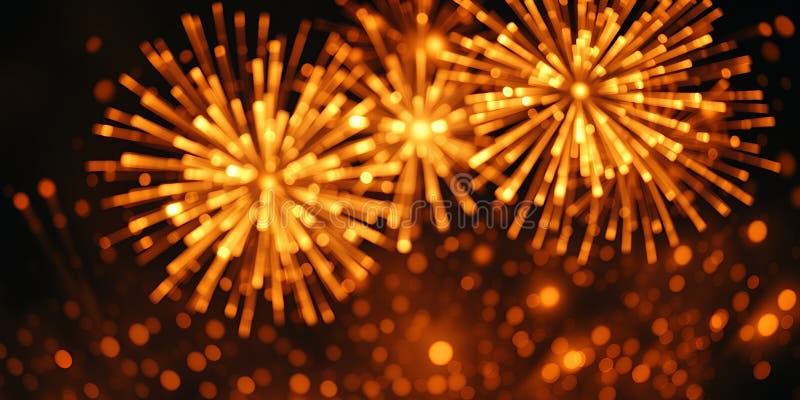 Golden Fireworks Burst Festive Celebration Background Sparkling Lights ...