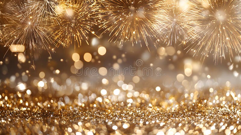 Golden Fireworks Burst Over a Glittering Background. Generative AI ...