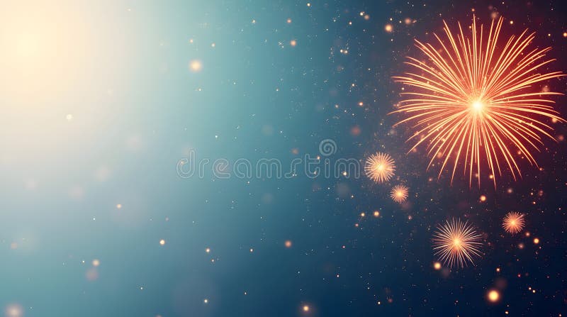 Golden Fireworks Burst on a Sparkling Gradient Background Stock ...