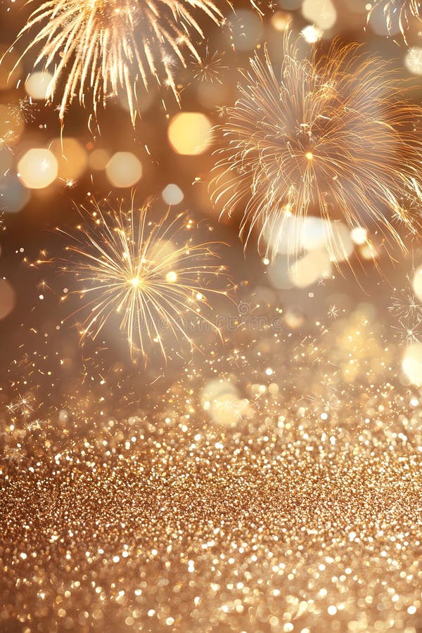 Golden Fireworks Explode Over a Glittering Background. Generative AI ...
