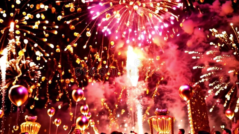 Golden Fireworks are Exploding Over Stock Footage - Video of summer ...