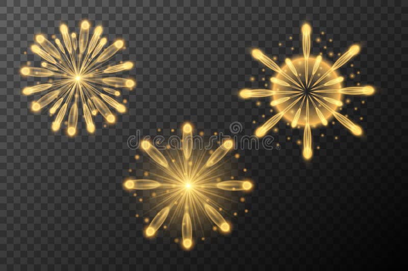 Golden Fireworks Explosion. Holiday Decoration Stock Vector - Illustration of sparkles, luminous ...