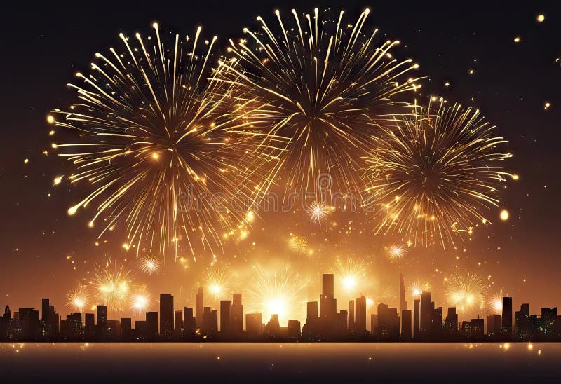 Golden Fireworks Vector Material Stock IllustrationFirework - Explosive ...