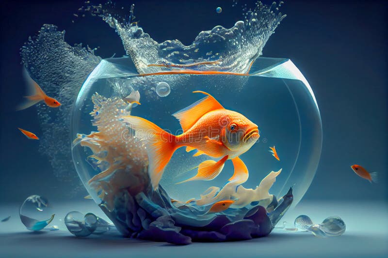 Golden Fish in the Aquarium Stock Illustration - Illustration of life ...