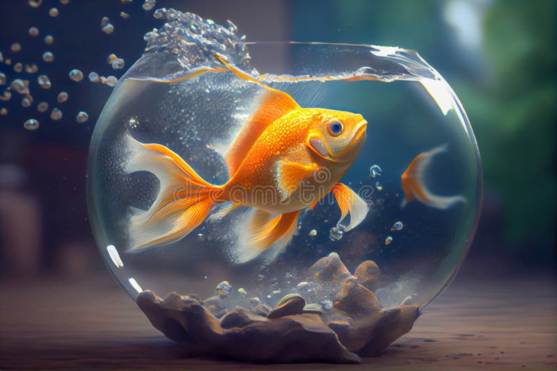Golden Fish in the Aquarium Stock Illustration - Illustration of ...