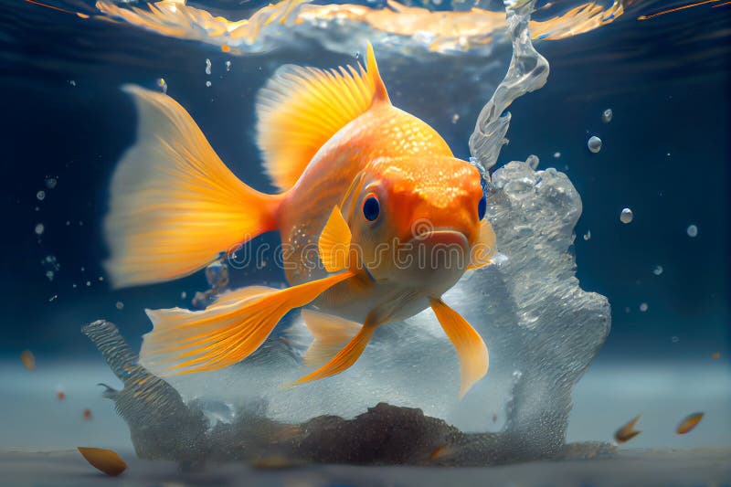 Golden Fish in the Aquarium Stock Illustration - Illustration of ...