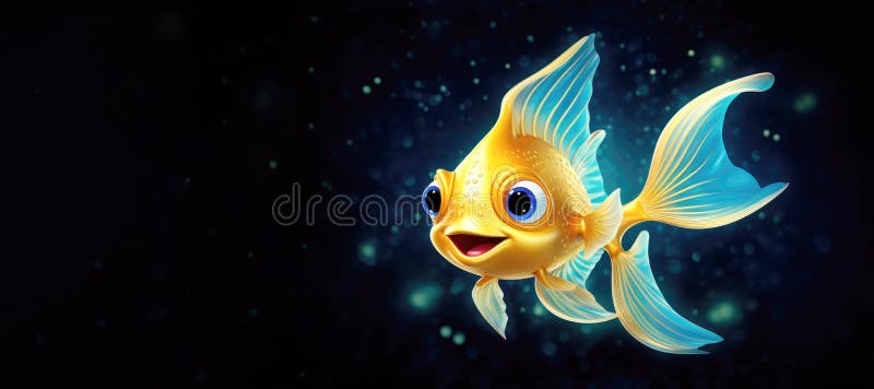 Golden Fish on Blue Background Stock Illustration - Illustration of ...