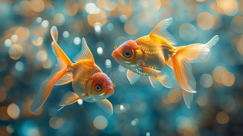 Golden Fish Duo in Enchanted Waters Stock Illustration - Illustration ...
