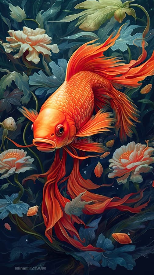 Golden fish underwater stock illustration. Illustration of concept ...