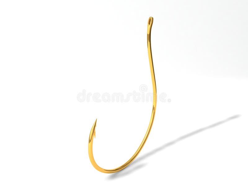 Golden fishing hook. stock illustration. Illustration of shiny - 60265157