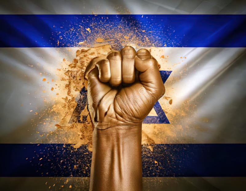 A Golden Fist in Front of an Israeli Flag at 11-10-2024 Stock ...