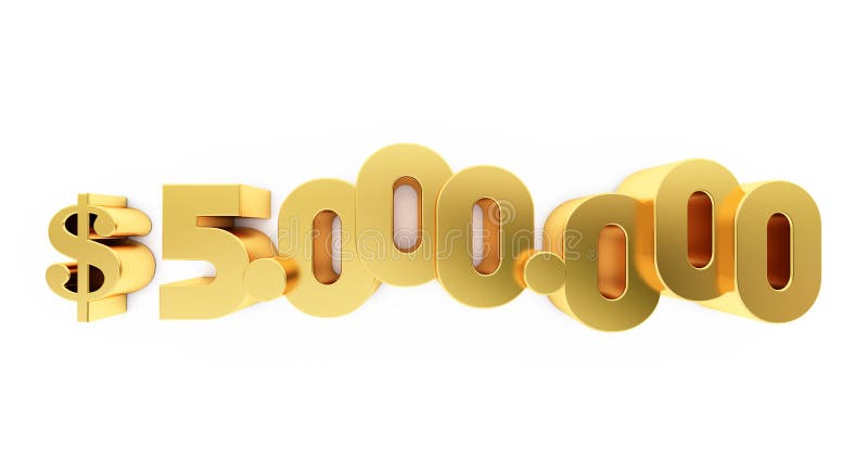 Golden Five Million 5000000 Dollars. 5m Dollars, 5m Stock Illustration ...