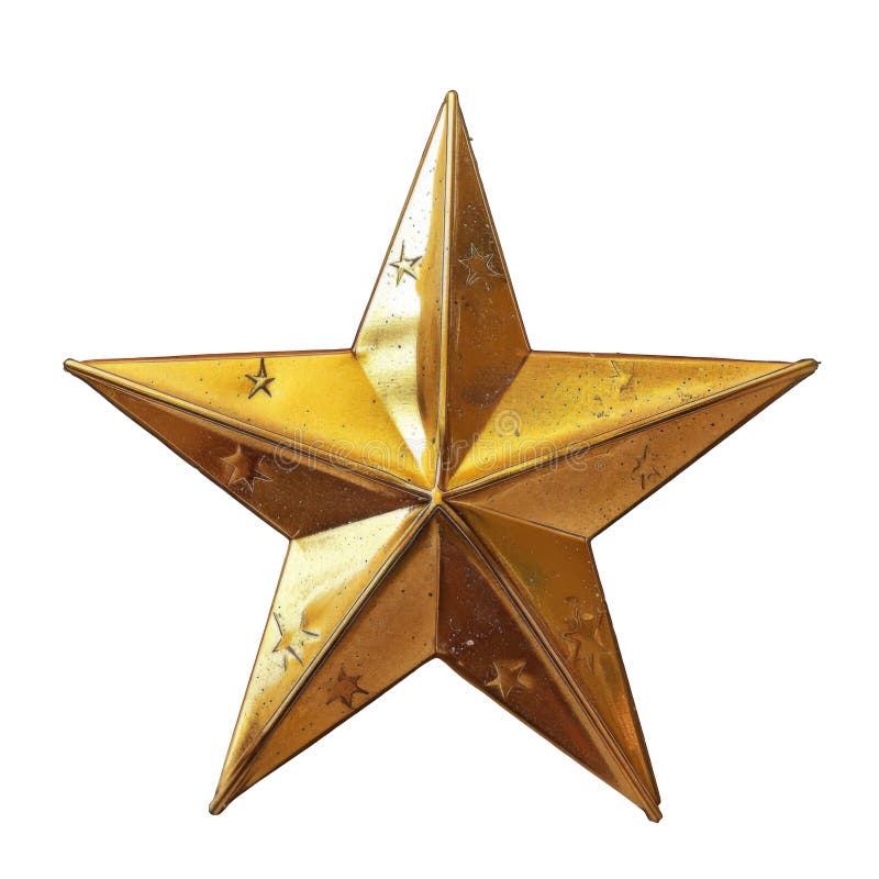 A Golden Five-Pointed Star with Embossed Stars Stock Image ...