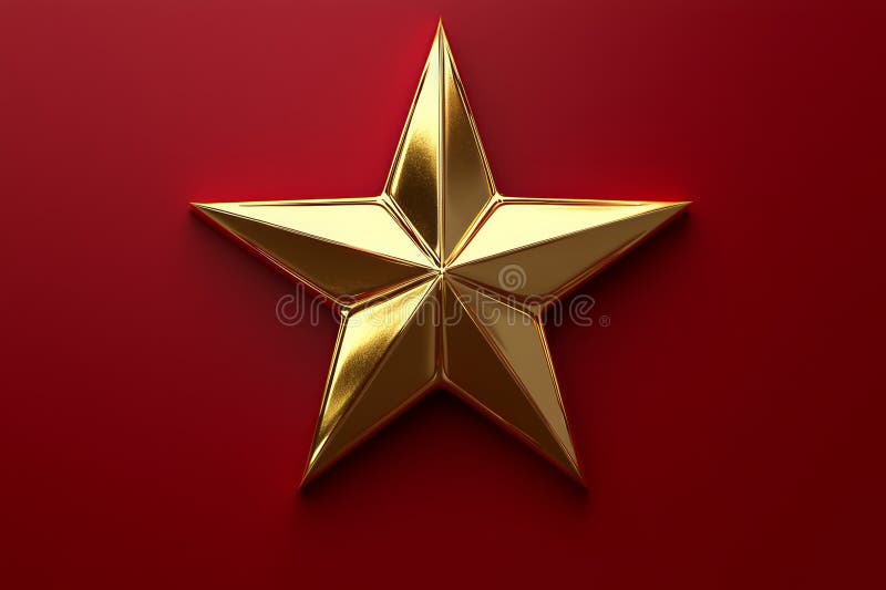 Golden Star on Red Background with Lighting Effect. AI Generated Stock ...