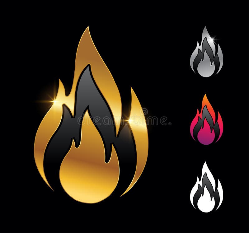 Golden Fire Flame Symbol Logo Sign Stock Vector - Illustration of ...