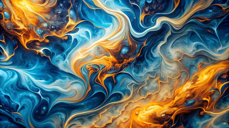 Golden Flames Dancing in a Blue Sky a Marble Fire and Ice Generative AI Stock Illustration ...