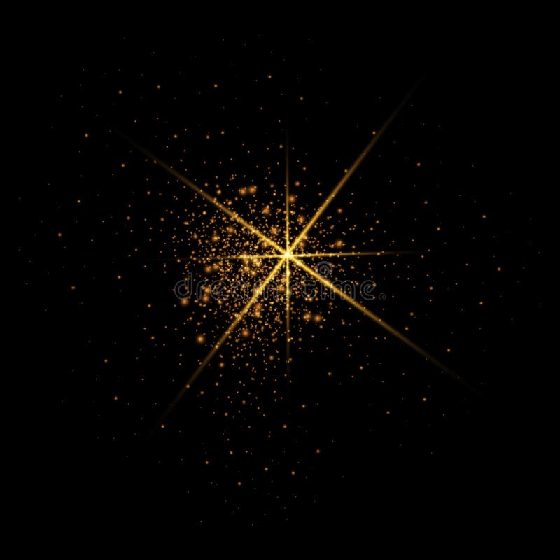 Golden Flash in the Sky, Bright Star, Shiny Dust Stock Illustration ...