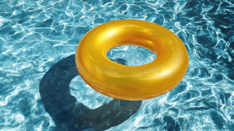 The Golden Floaty in a Sparkling Blue Swimming Pool. AI Generated Image ...