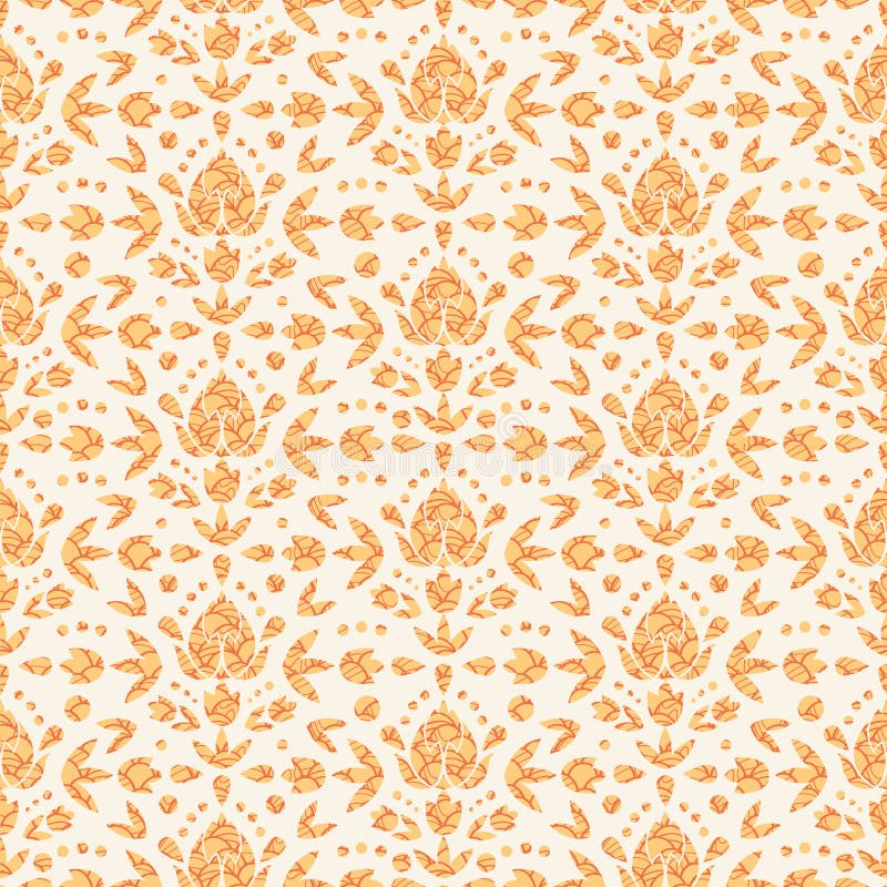 Golden Floral Embroidery Seamless Pattern Stock Vector - Illustration ...