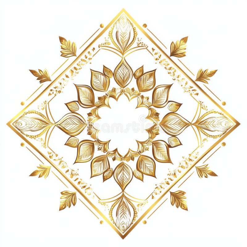 Golden Floral Diamond Design Elegant Luxury Pattern Isolated on White ...