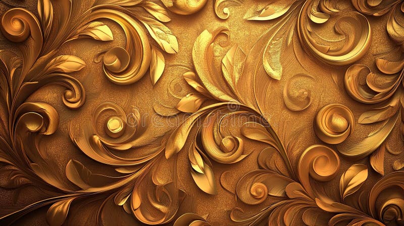 Golden Floral Embossed Texture Background Stock Illustration ...