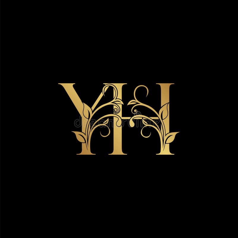 Golden Floral Letter Y And H Yh Logo Icon Luxury Alphabet Font Initial Vector Design Isolated