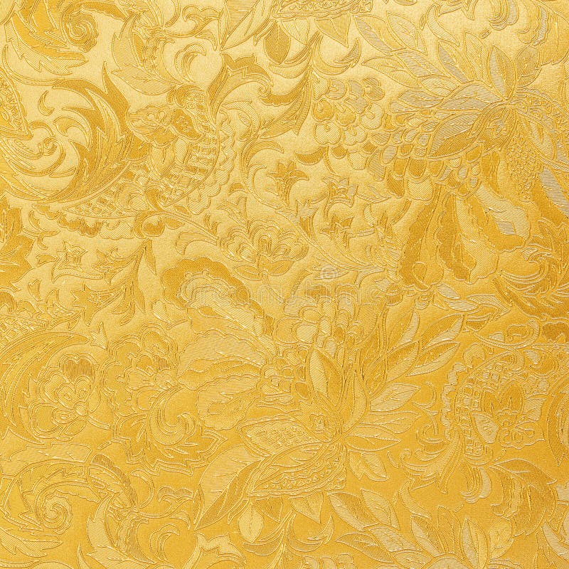 The Golden Floral Ornament Brocade Textile Pattern Stock Photo - Image ...
