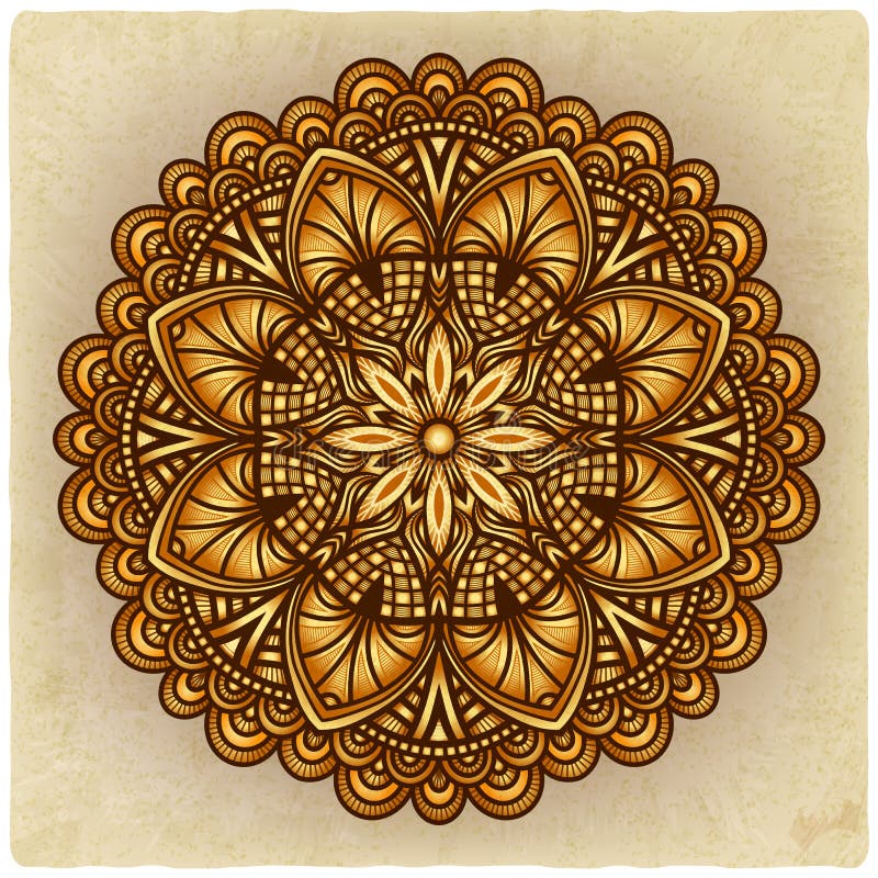 Golden Floral Ornament. Circular Pattern Old Background Stock Vector ...