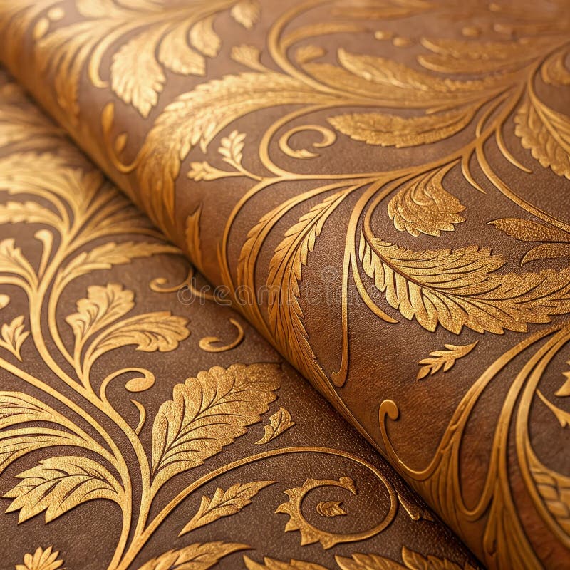 Golden Floral Pattern Wallpaper Roll, Luxury , Texture Stock ...