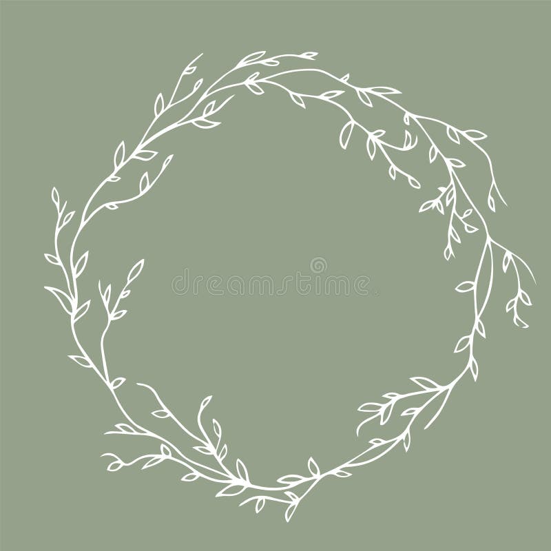 Golden Floral Round Frame. Vector. Isolated. Botanic Circle Element in ...