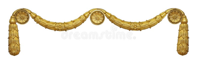 Golden Flower Garland Isolated on White Background. Design Element with ...