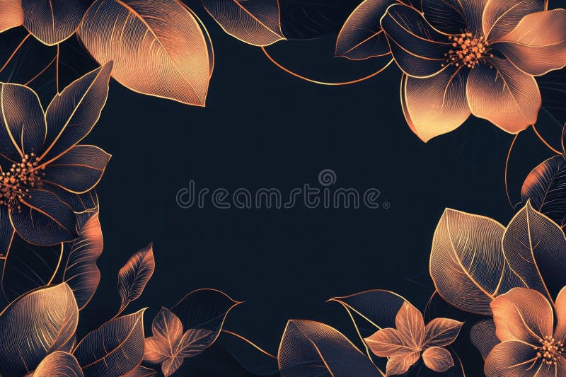 Golden Flower Pattern on Dark Background Stock Image - Image of pattern ...