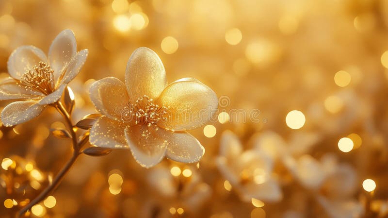 Golden Flowers Gleaming in Soft Sunlight Stock Illustration ...