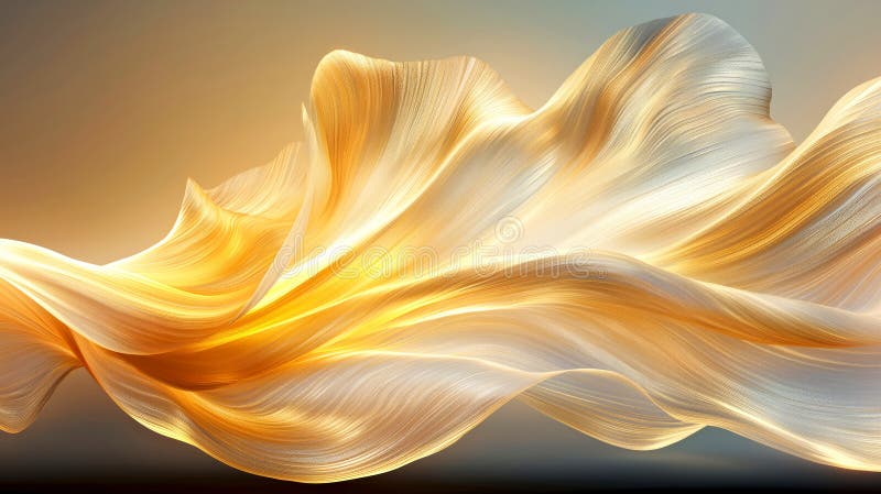 Golden Flowing Fabric in Motion with Light Gradient Background ...