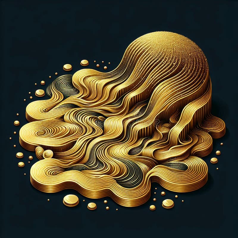 A Golden, Flowing Form with Intricate Linear Patterns, Evoking Luxury and Fluidity. Stock ...