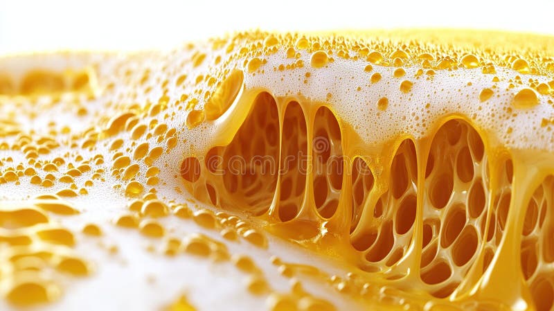 Golden Foam Texture Closeup, Bubbly Surface, White Background, Abstract ...