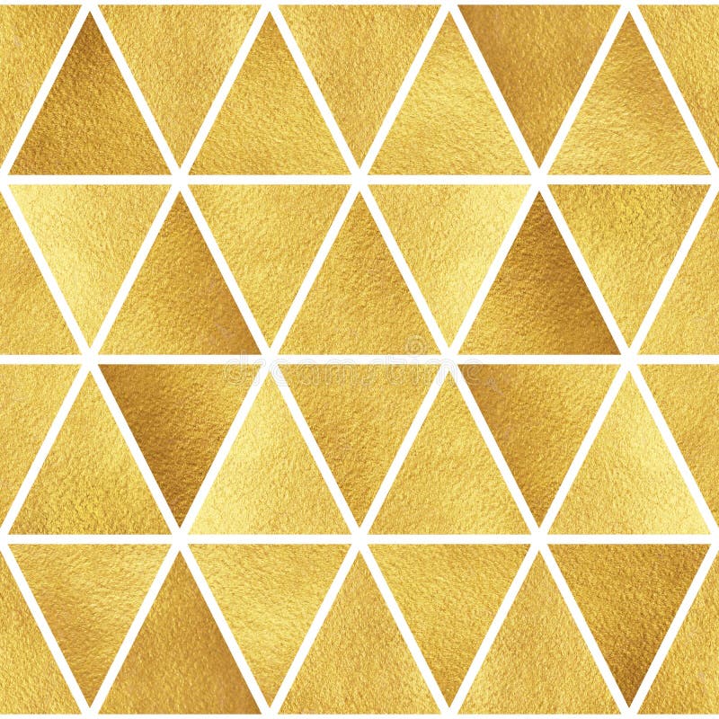 Gold Triangles Isolated on White Seamless Pattern Stock Illustration ...