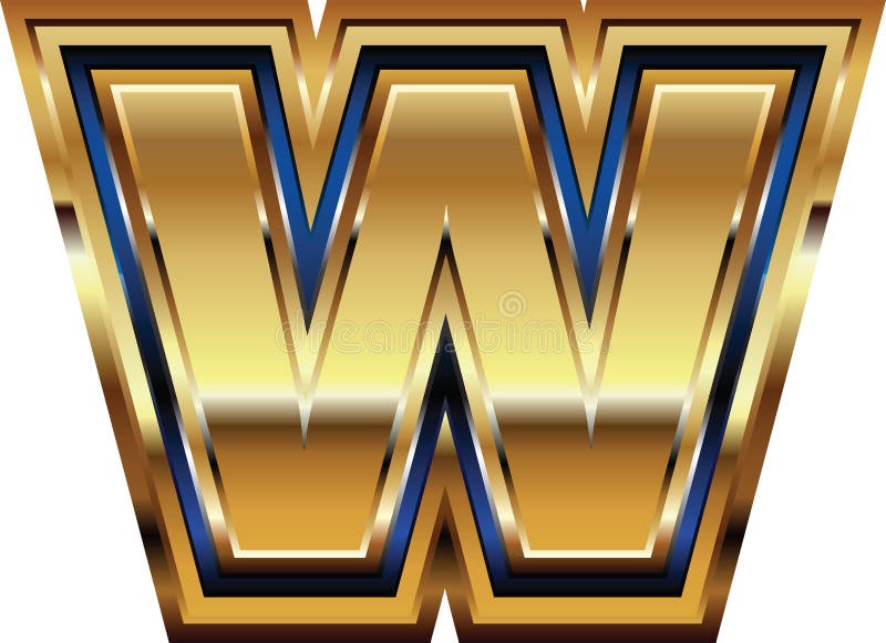 Golden Font Letter W stock vector. Illustration of shape - 100613564