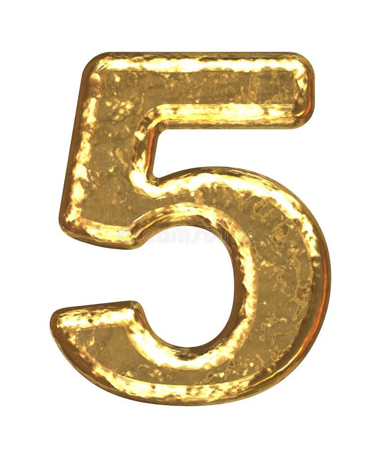 Golden Font Number Five Stock Illustrations – 2,000 Golden Font Number ...